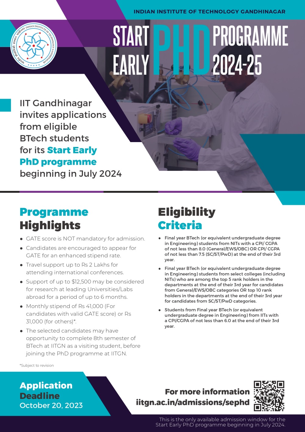 IIT Gandhinagar | Start Early PhD